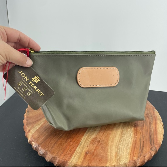 Jon Hart Design | Bags | New Jon Hart Green Canvas Leather Pouchtravel ...